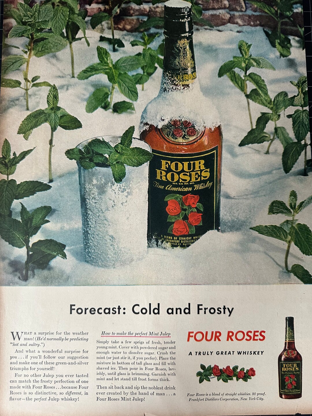 Vintage 1950s Four Roses Print Advertisement - Etsy