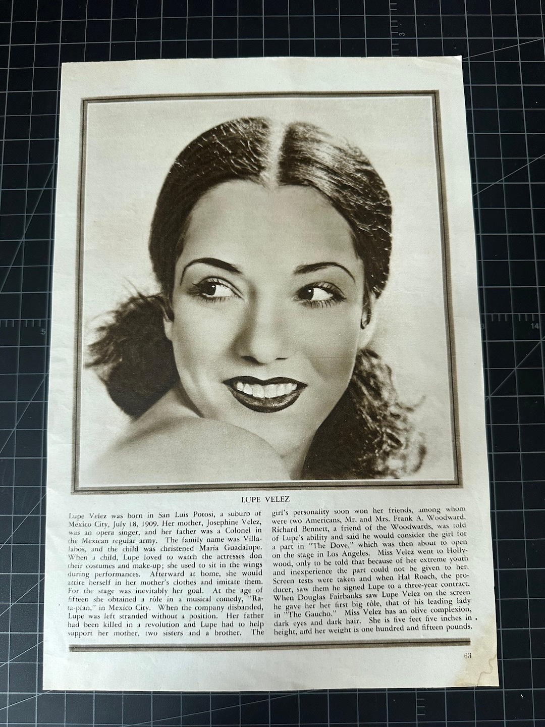 Vintage 1930 Lupe Velez Original Magazine Portrait - Etsy