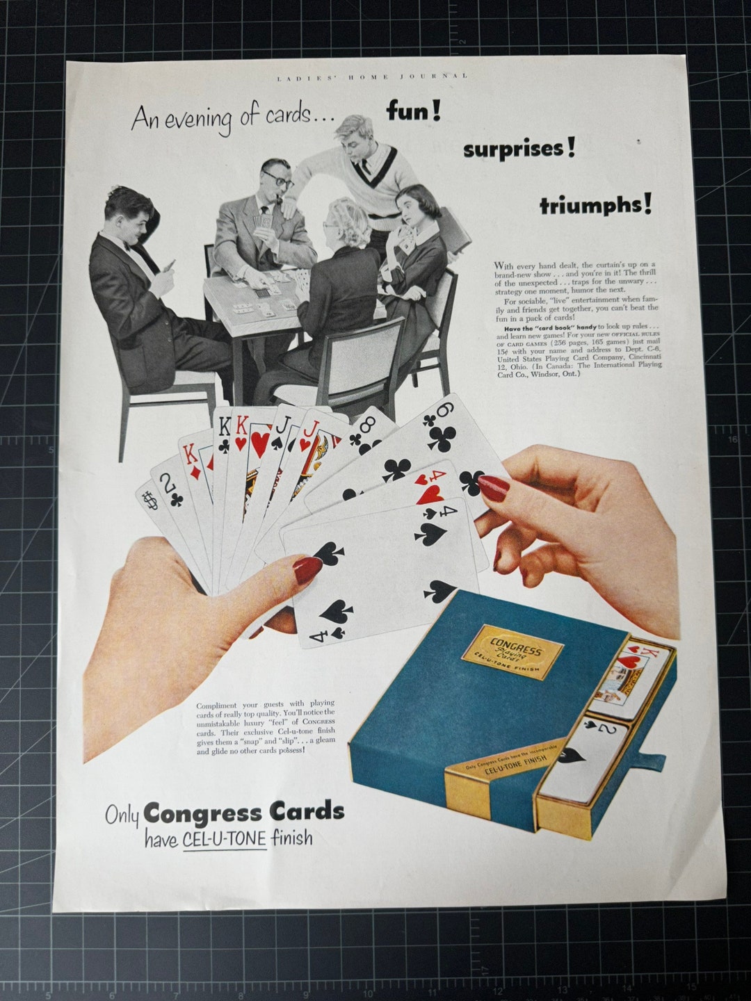 Vintage 1950s Congress Playing Cards Print Advertisement - Etsy