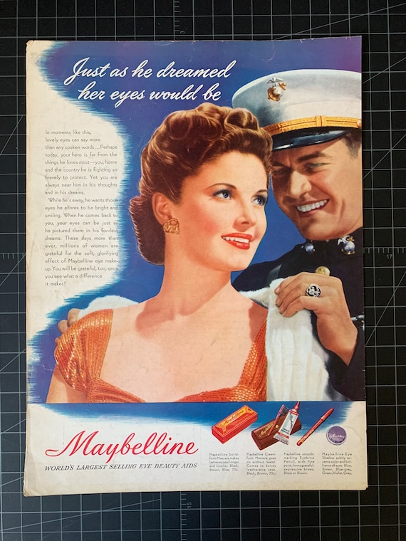 Rare Vintage 1940s Maybelline Cosmetics WW2 Print Ad - Etsy