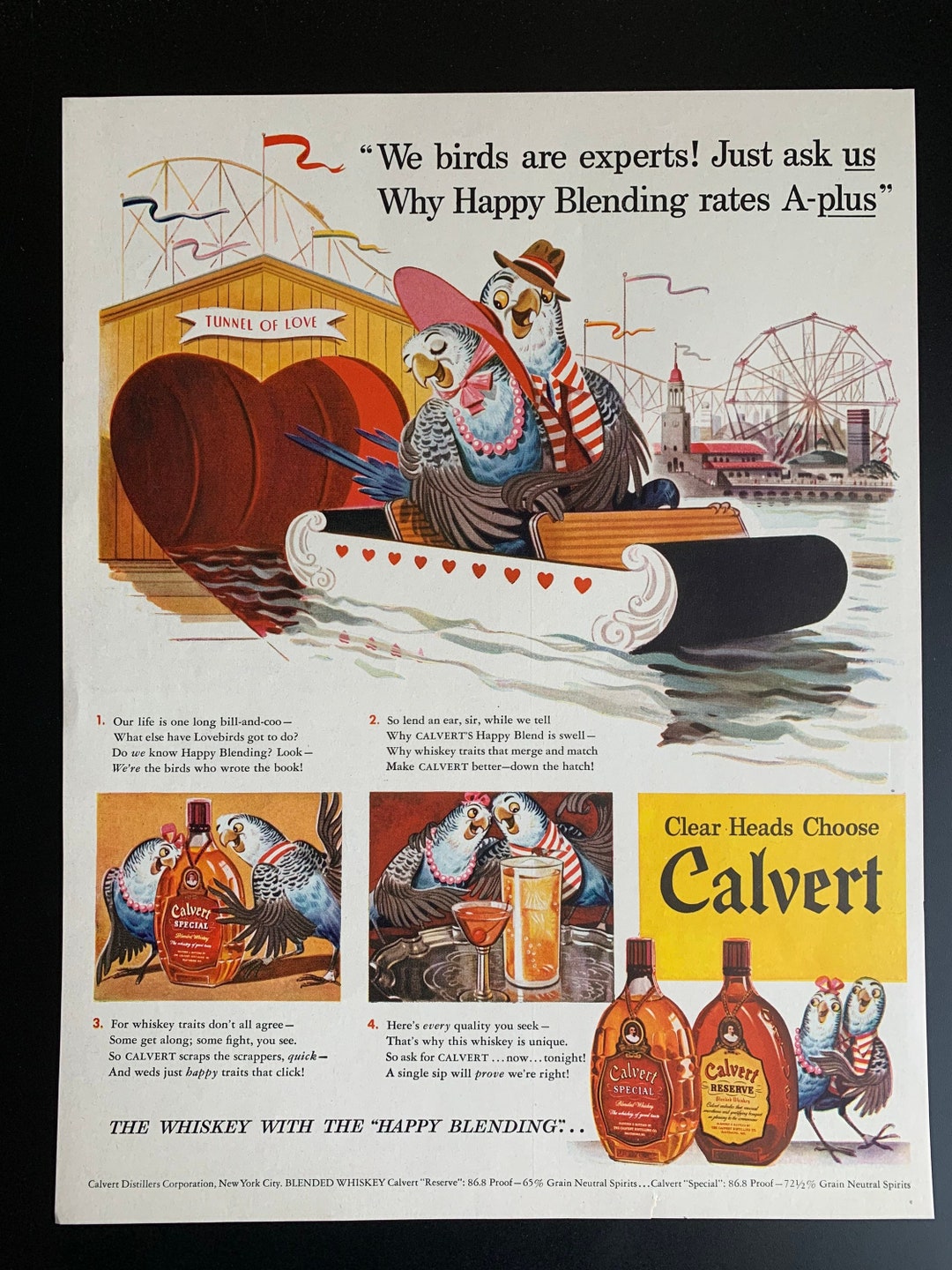 Vintage 1942 Calvert Whiskey Print Advintage Retro Gift Decor - Etsy