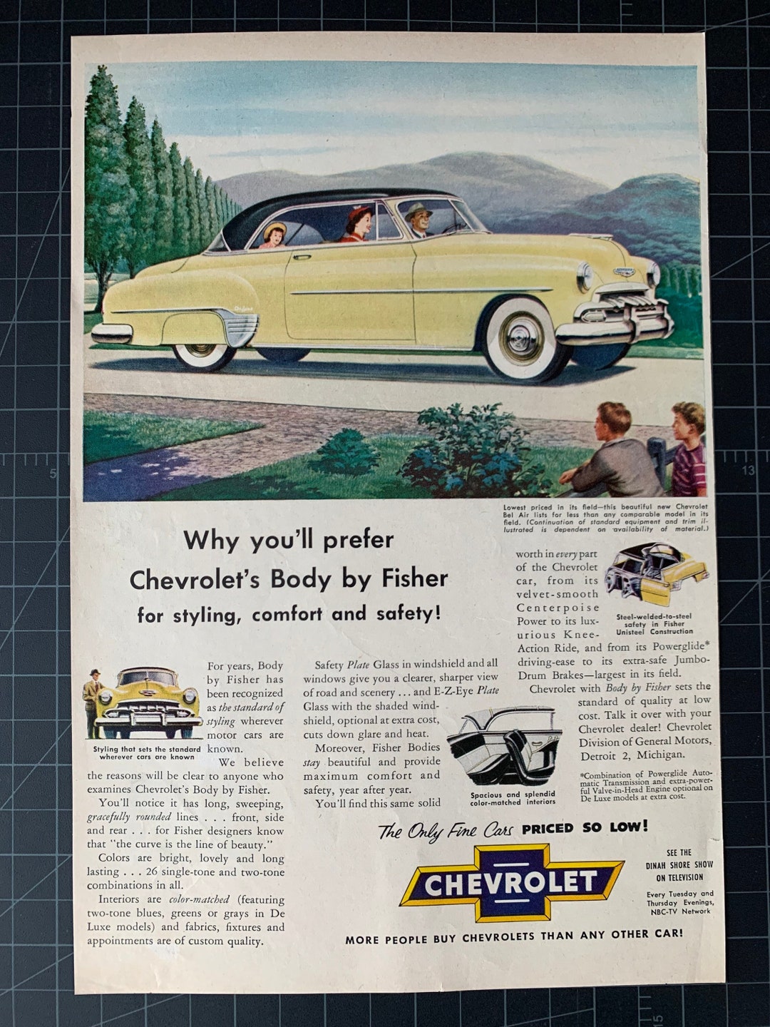 Vintage 1952 Chevrolet Print Advertisement Retro Gift Decor - Etsy