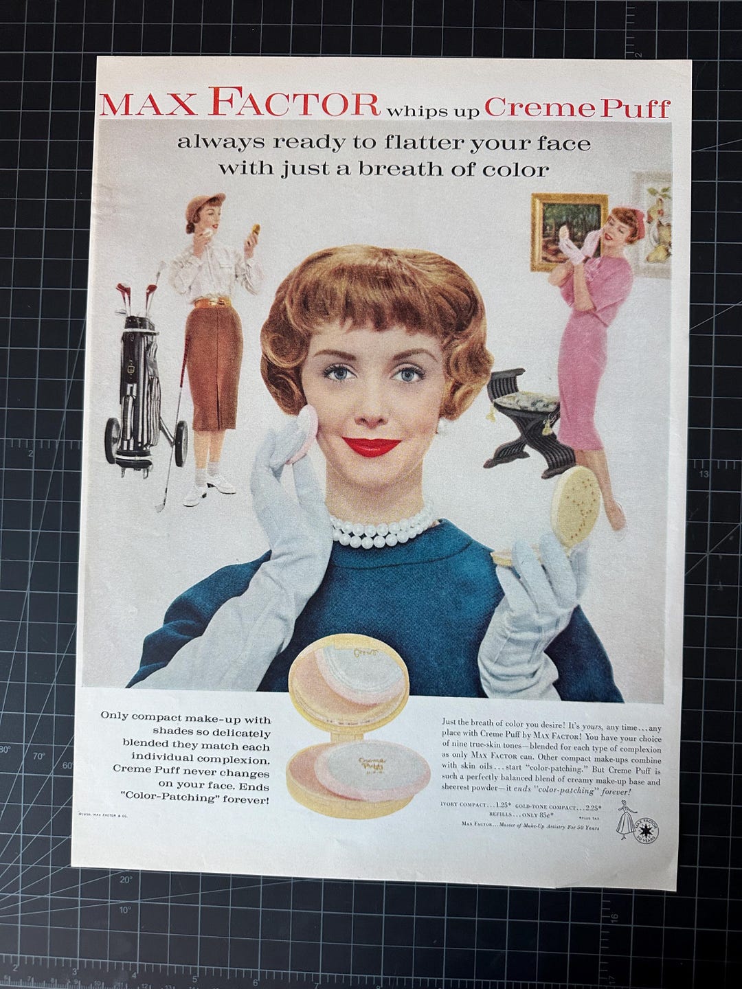 Vintage 1959 Max Factor Creme Puff Makeup Print Ad - Etsy