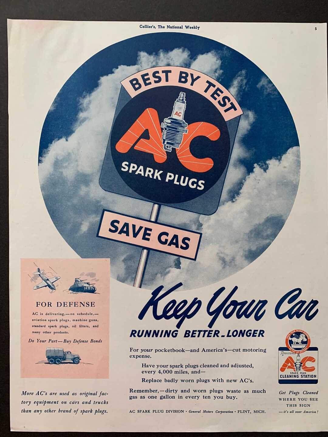 Vintage 1942 AC Spark Plugs Original Print Ad - Etsy