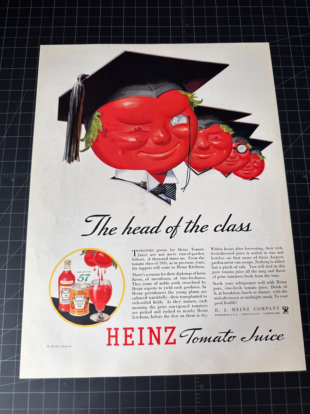 Rare Vintage 1935 Heinz Tomato Juice Print Ad - Etsy