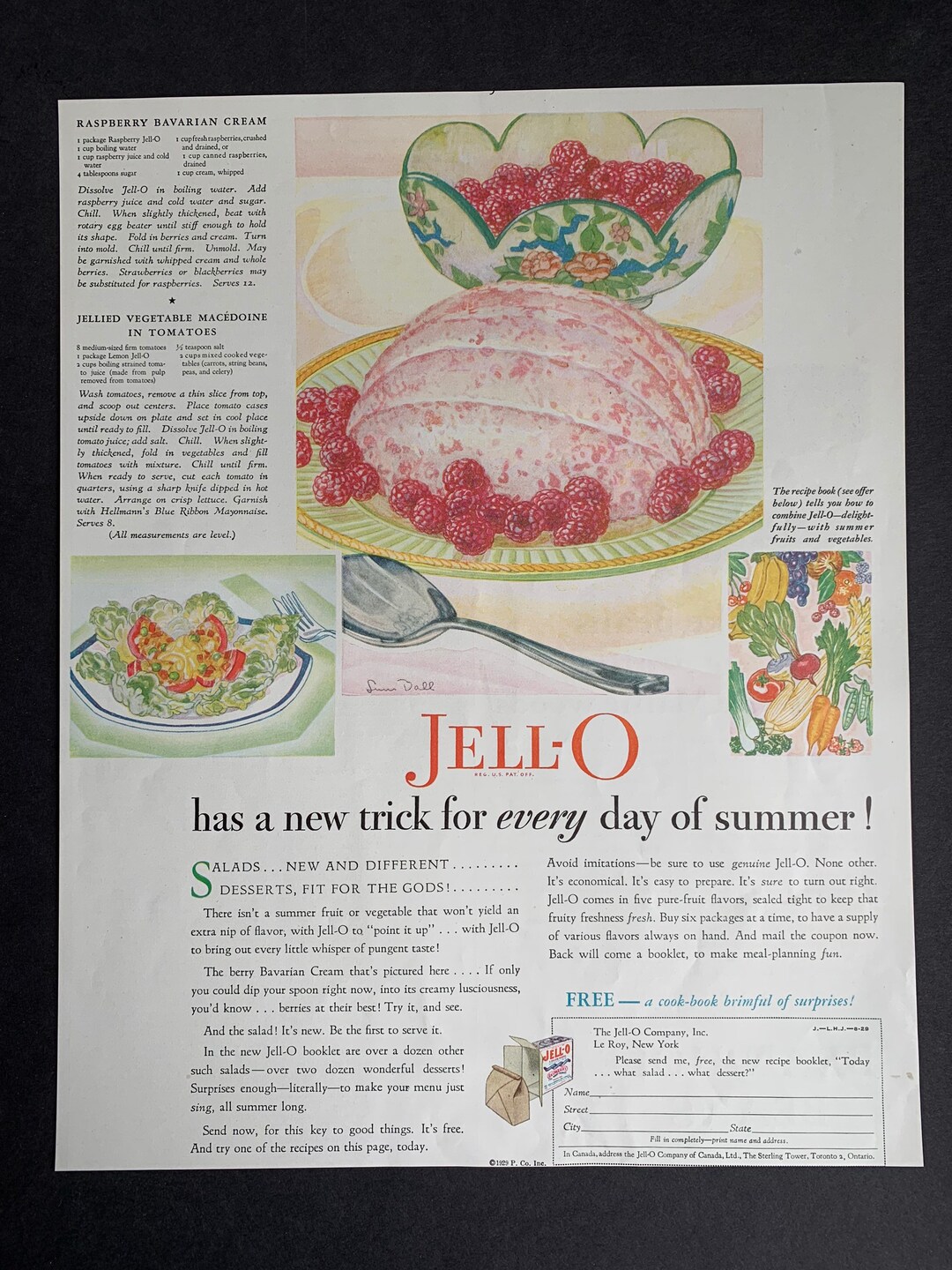Vintage 1929 Jello Print Ad - Etsy