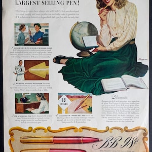 Vintage 1948 B.B. Pen Company Print Advertisement - Etsy