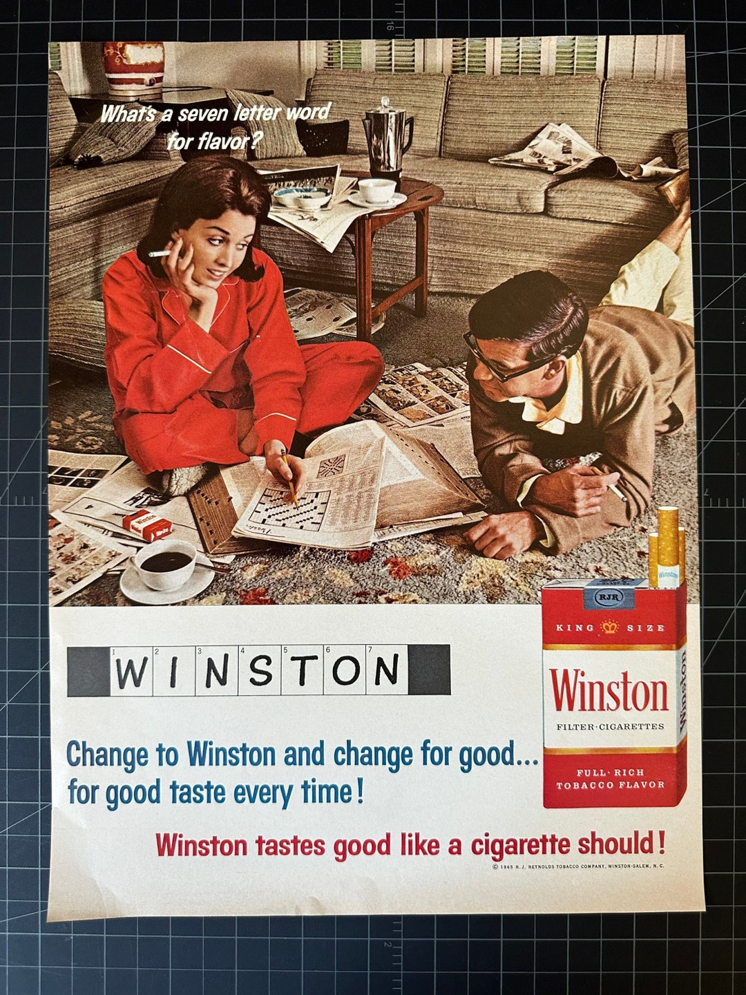 Vintage 1965 Winston Cigarettes Print Advintage Retro Gift Decor - Etsy