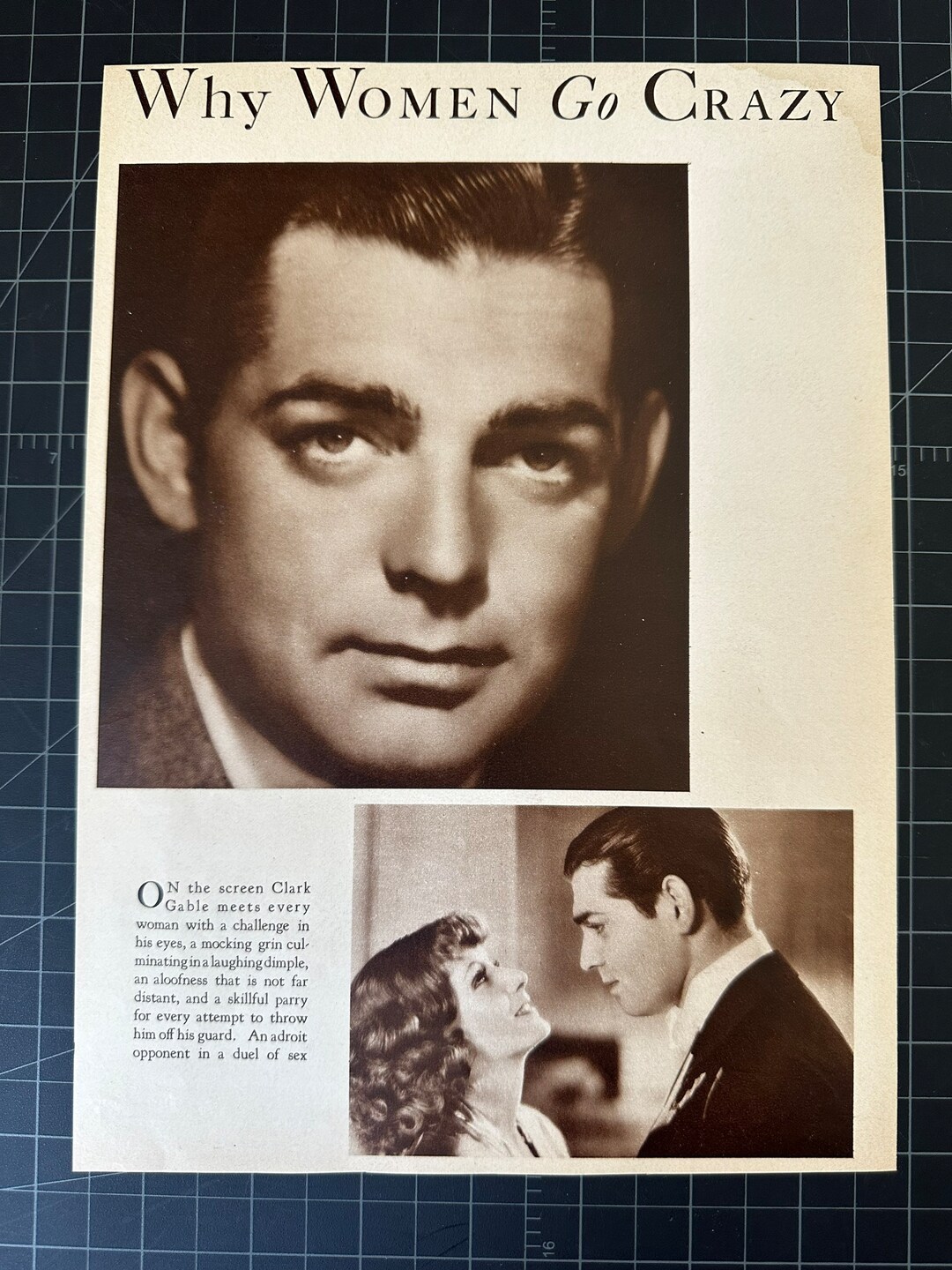 Rare Vintage 1930s Clark Gable Magazine Portrait - Etsy
