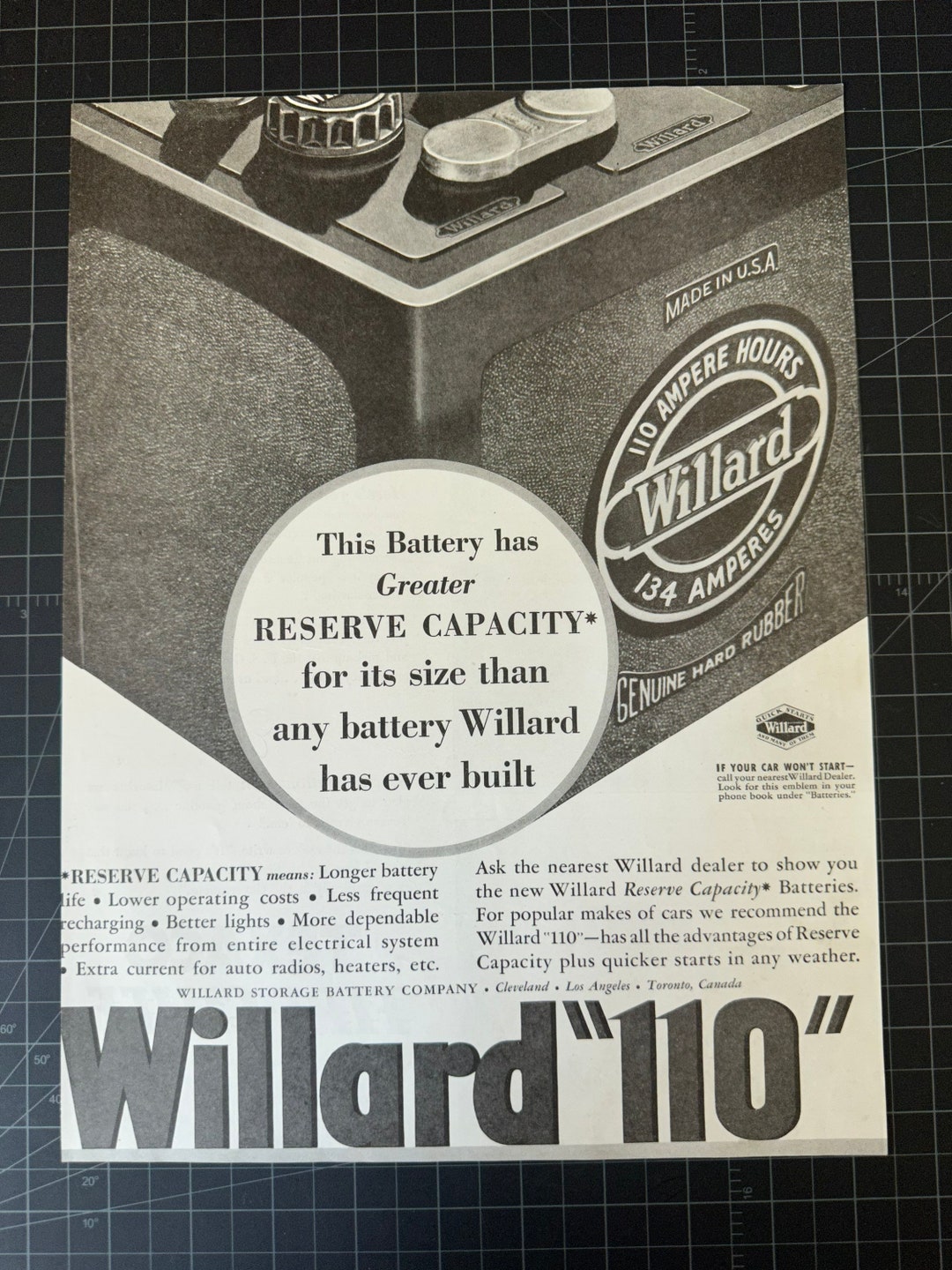 Vintage 1936 Willard Storage Batteries Print Advertisement - Etsy