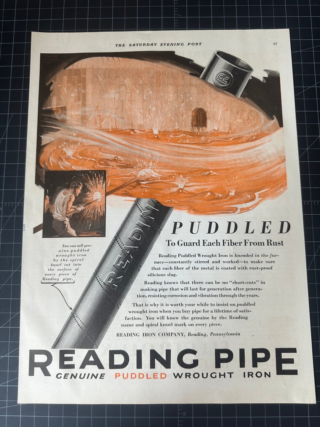 Vintage 1929 Reading Pipe Iron Print Advertisement - Etsy