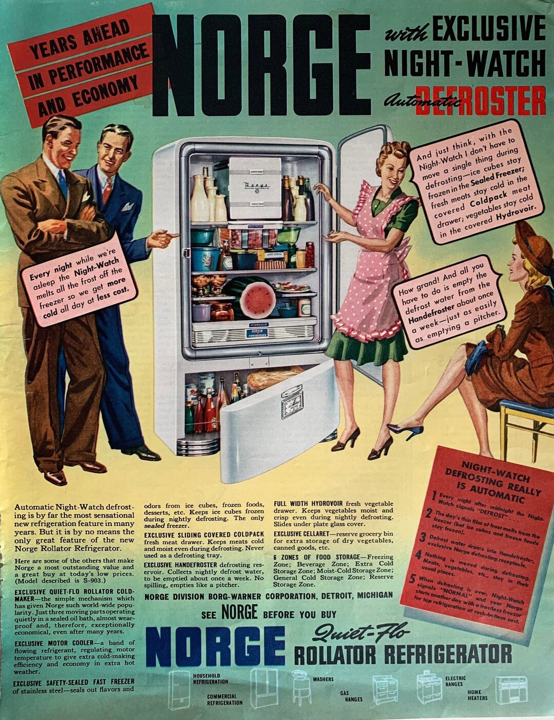 Vintage 1941 Norge Refrigerator Ad, Ww2 Eravintage - Etsy