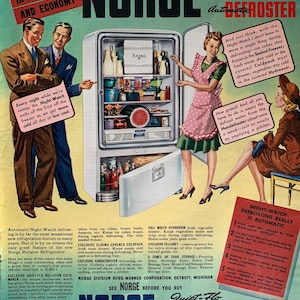 Vintage 1941 Norge Refrigerator Ad, Ww2 Eravintage - Etsy