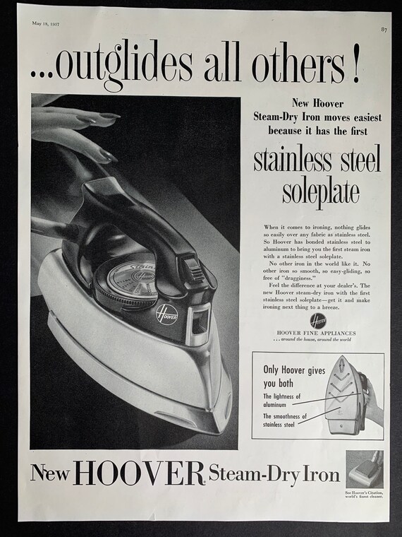 Vintage 1957 Hoover Steam-Dry Iron Print Ad | Etsy