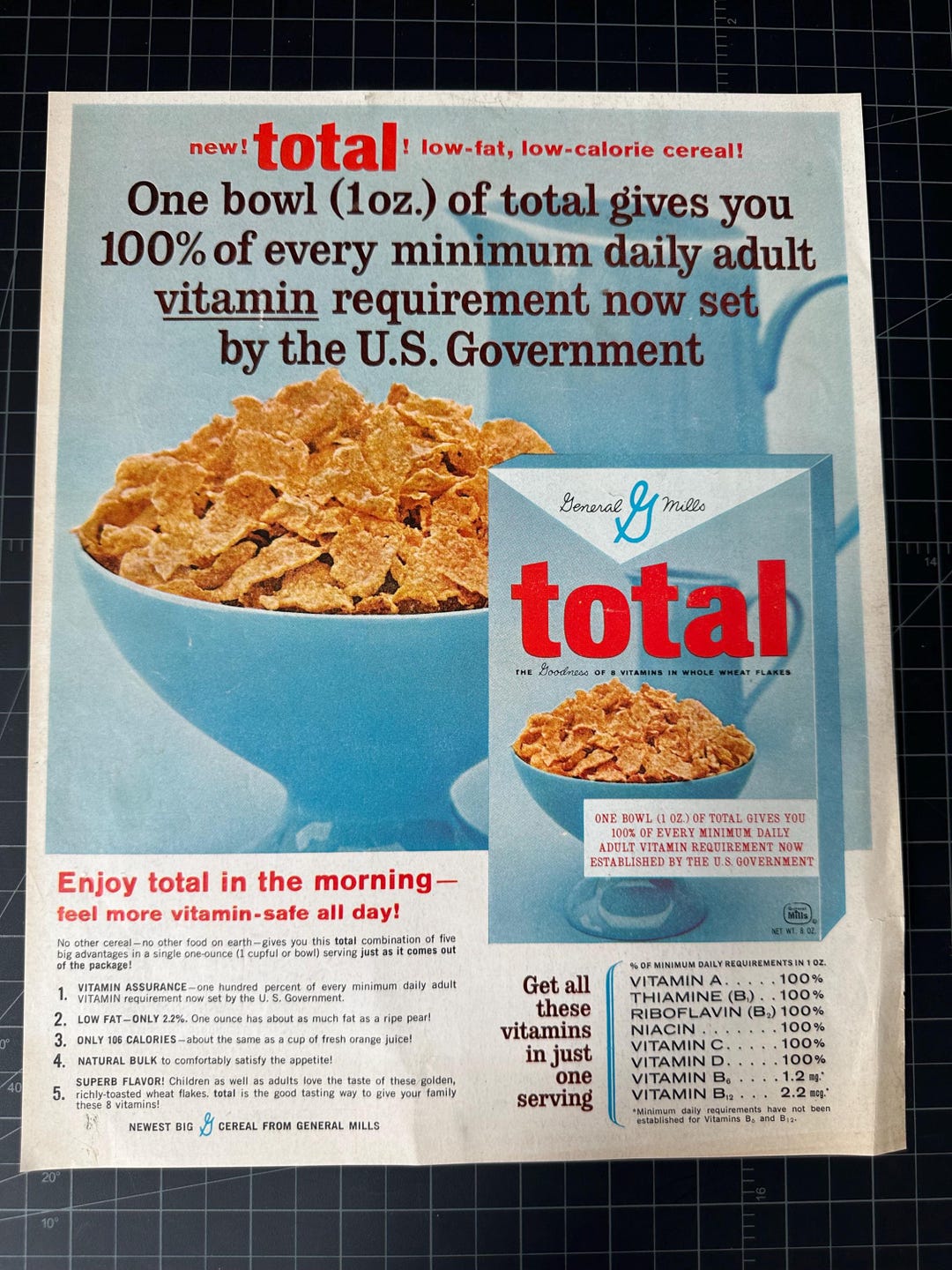 Vintage 1962 Total Cereal Print Ad - Etsy