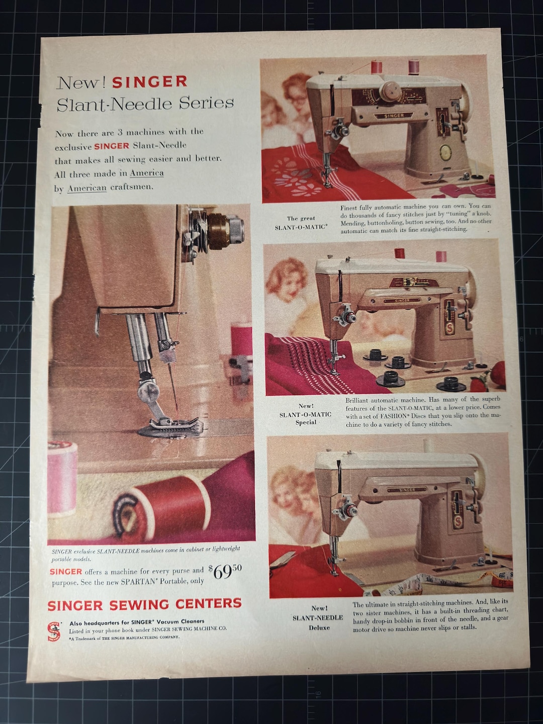 Vintage 1950s Singer Sewing Machine Print Ad - Etsy