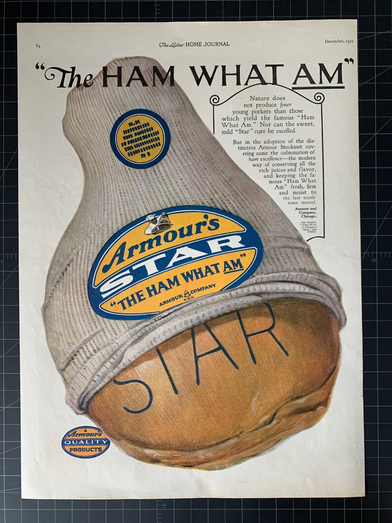 Vintage 1921 Armour’s Star Ham Original Advertisement - Etsy