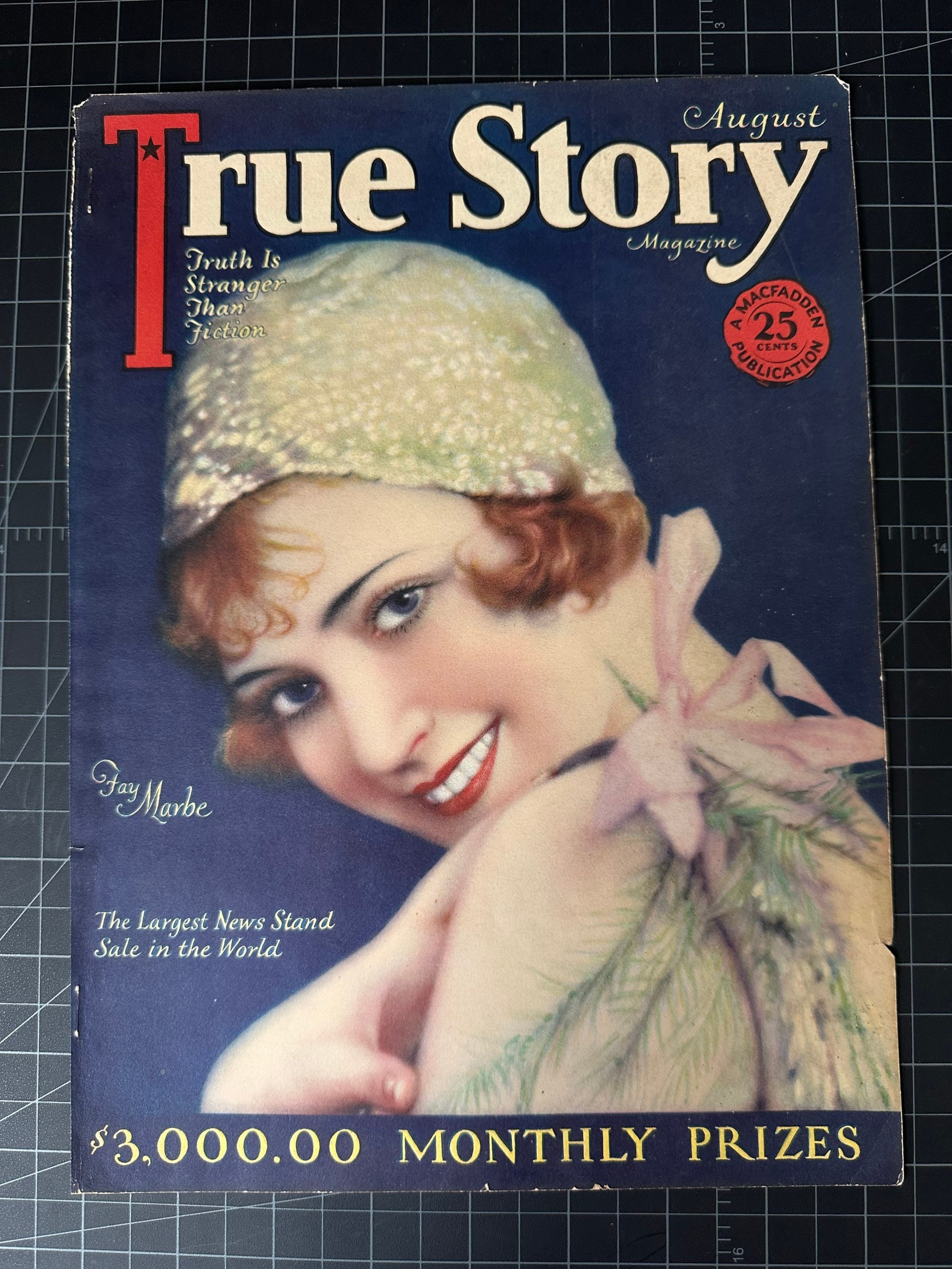 Vintage 1929 True Story Magazine Cover Fay Marbe Cover Only - Etsy