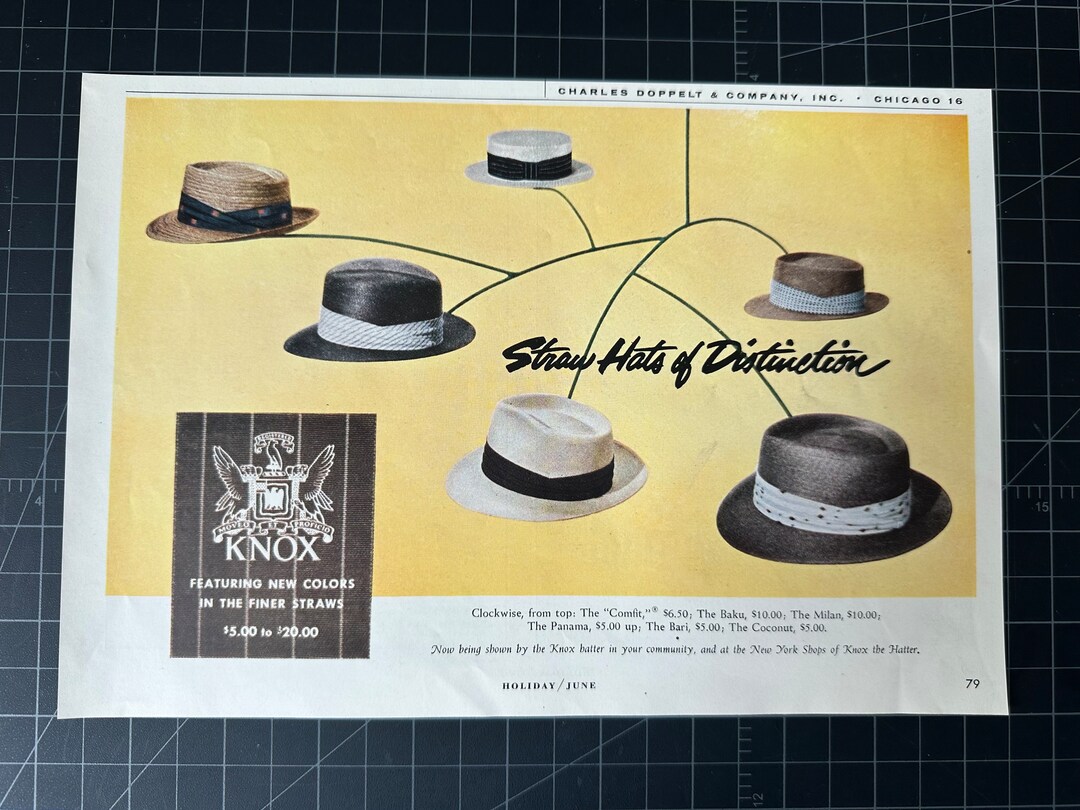 Vintage 1950s Knox Hats Print Advertisement - Etsy