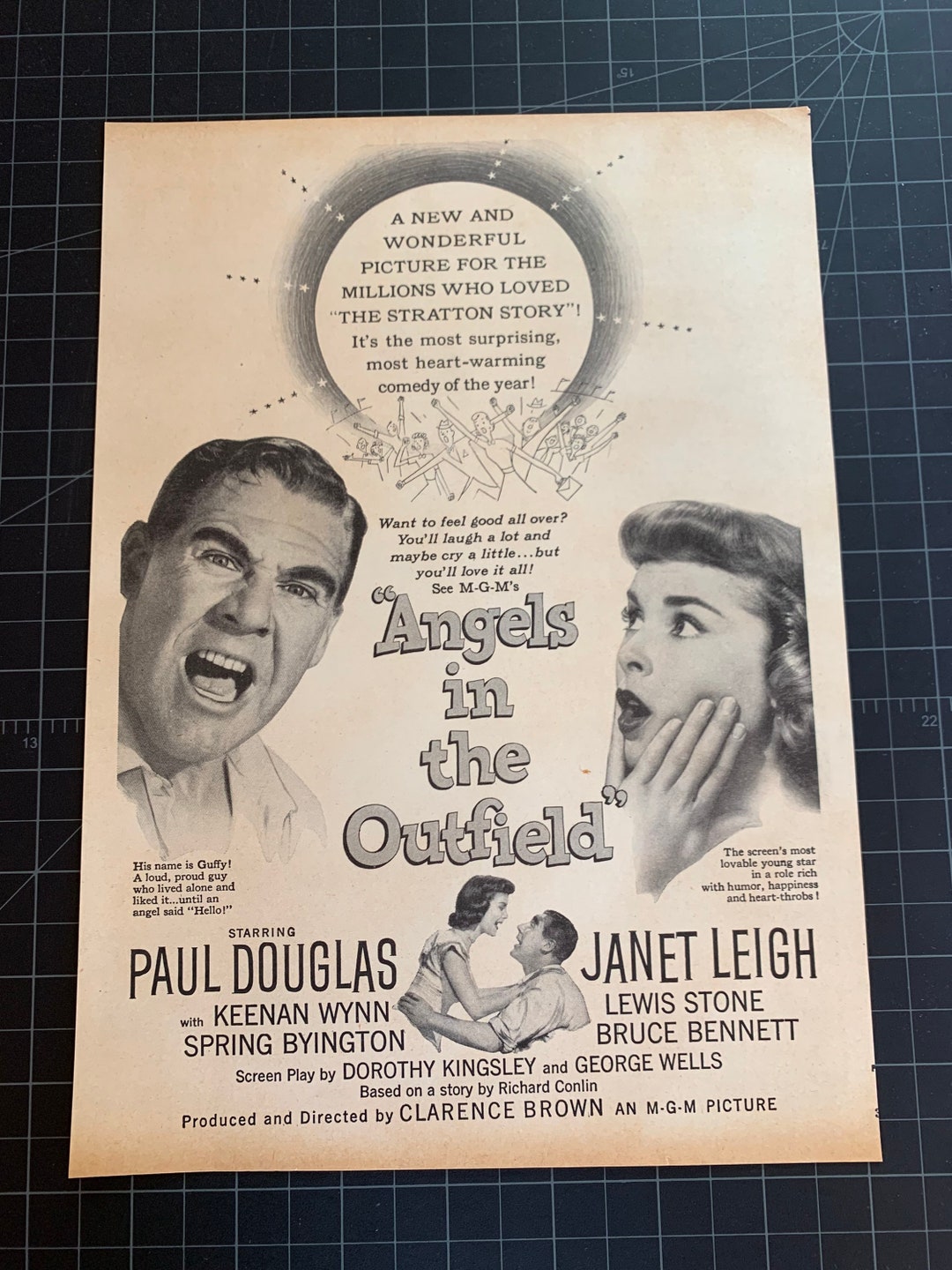 Vintage 1951 “angels in the Outfield” Film Print Ad - Paul Douglas ...
