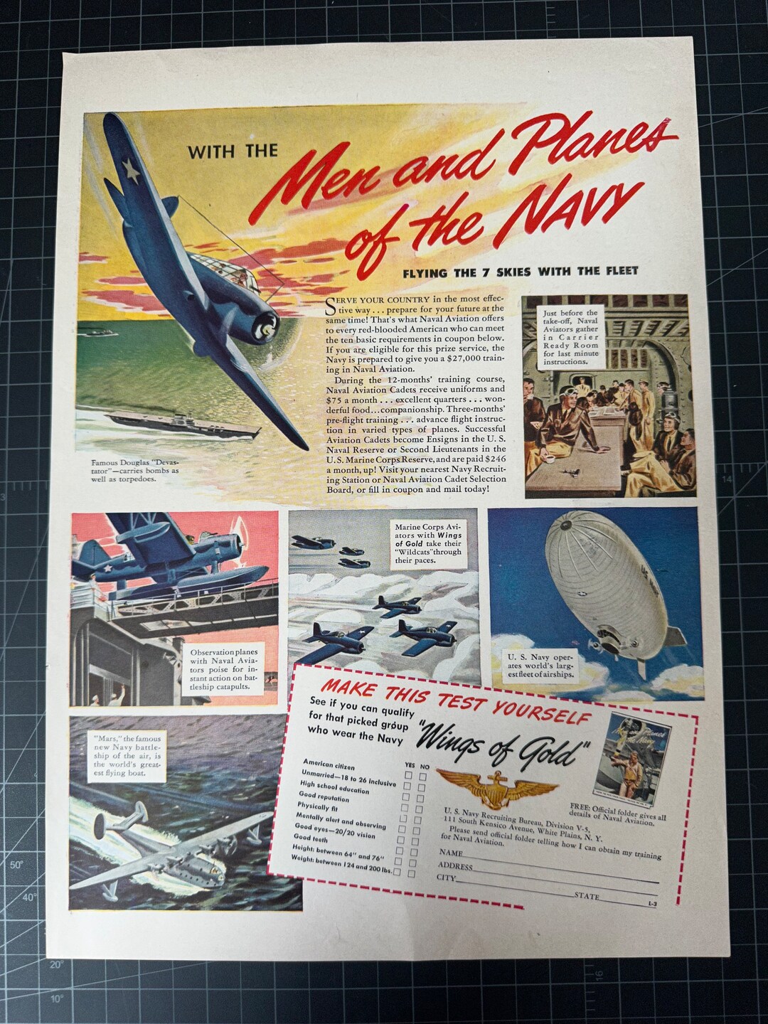 Vintage 1940s US Navy Original Advertisement - Etsy