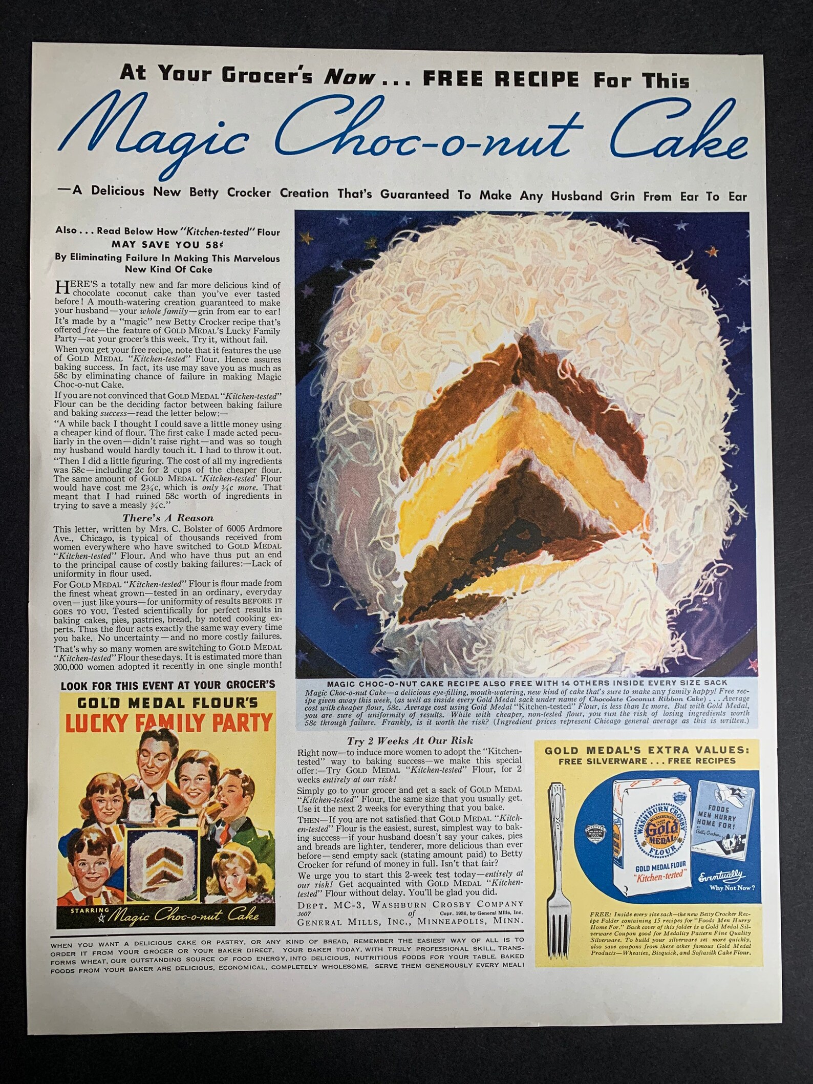 Vintage 1936 Gold Medal Flour Cake Baking Print Ad - Etsy