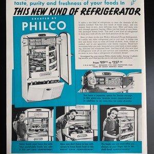 Vintage 1940 Philco Refrigerator Print Ad | Etsy