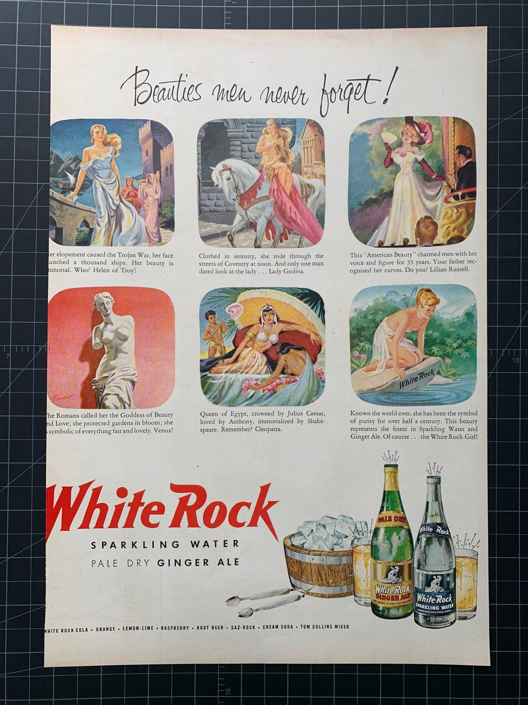 Vintage 1950 White Rock Sparkling Water Print Ad - Etsy