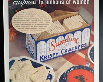1958 SUNSHINE HI HO Crackers Cracker Snack Food Vintage Print Ad - Etsy