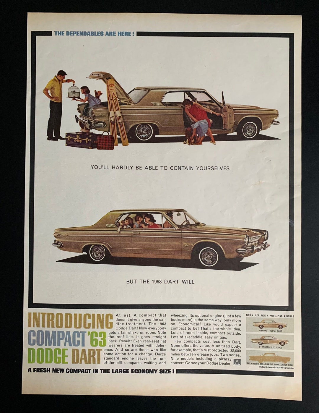 Vintage 1963 Dodge Dart Original Print Ad - Etsy