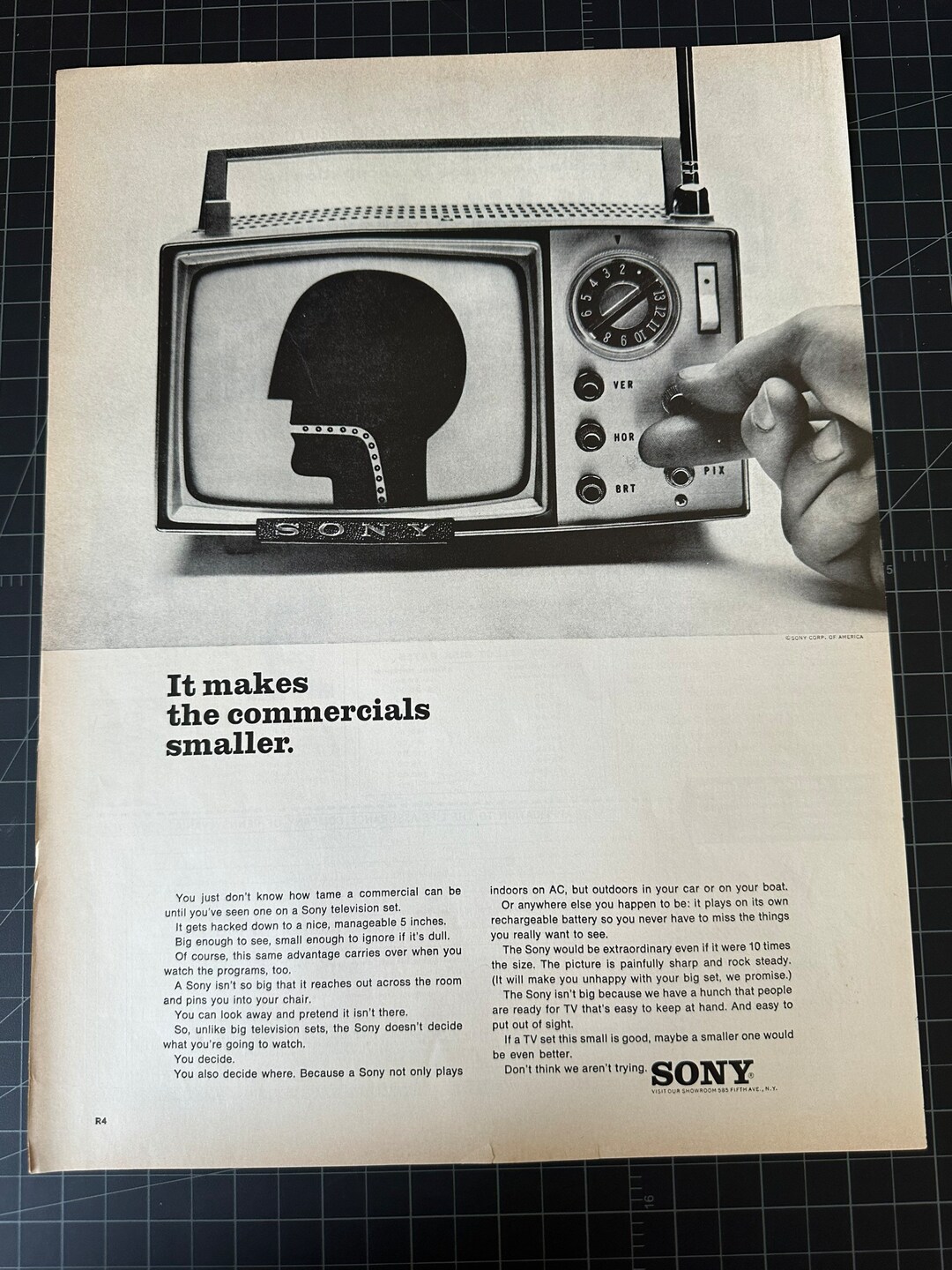 Vintage 1966 Sony Mini TV Print Ad - Etsy