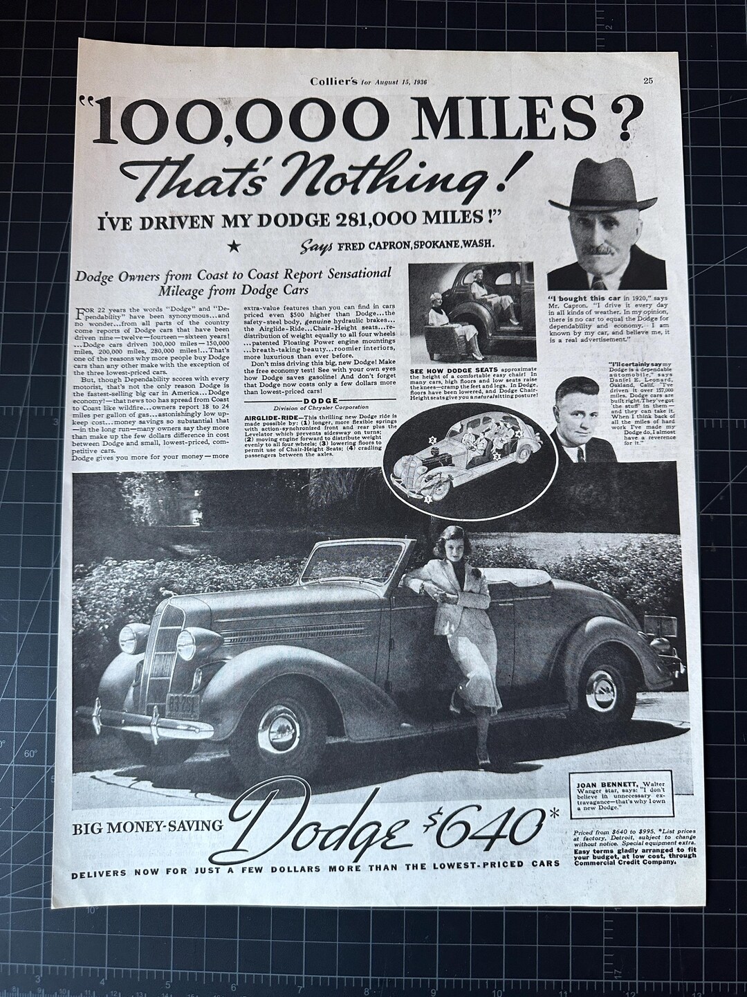 Vintage 1936 Dodge Auto Print Ad - Etsy