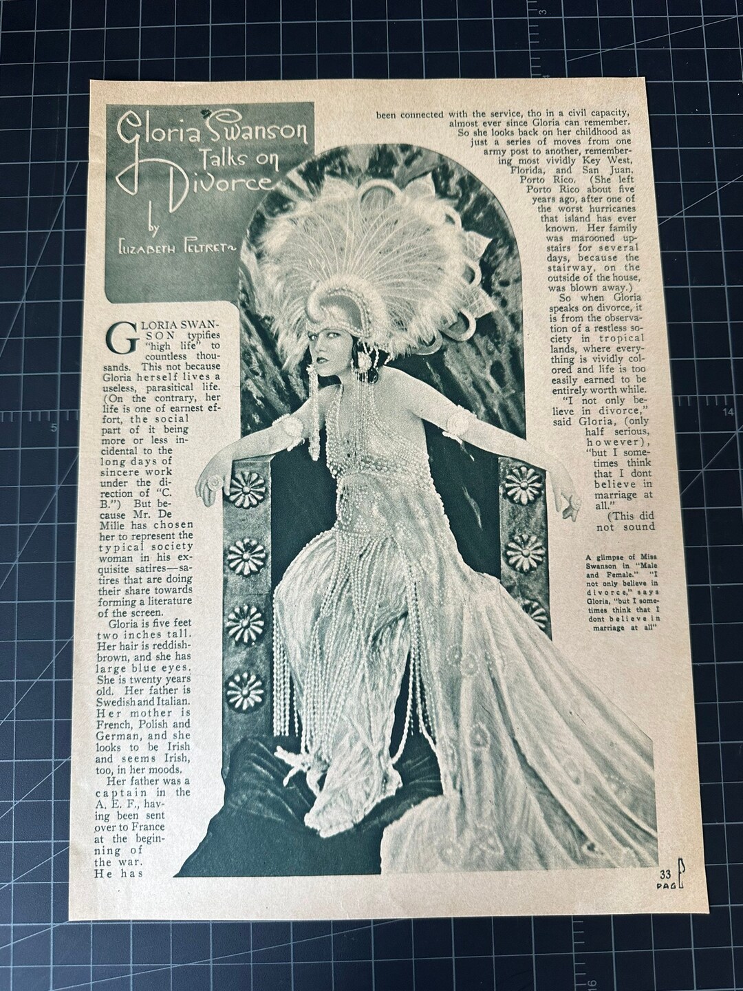 Vintage 1920s Gloria Swanson Original Magazine Article - Etsy