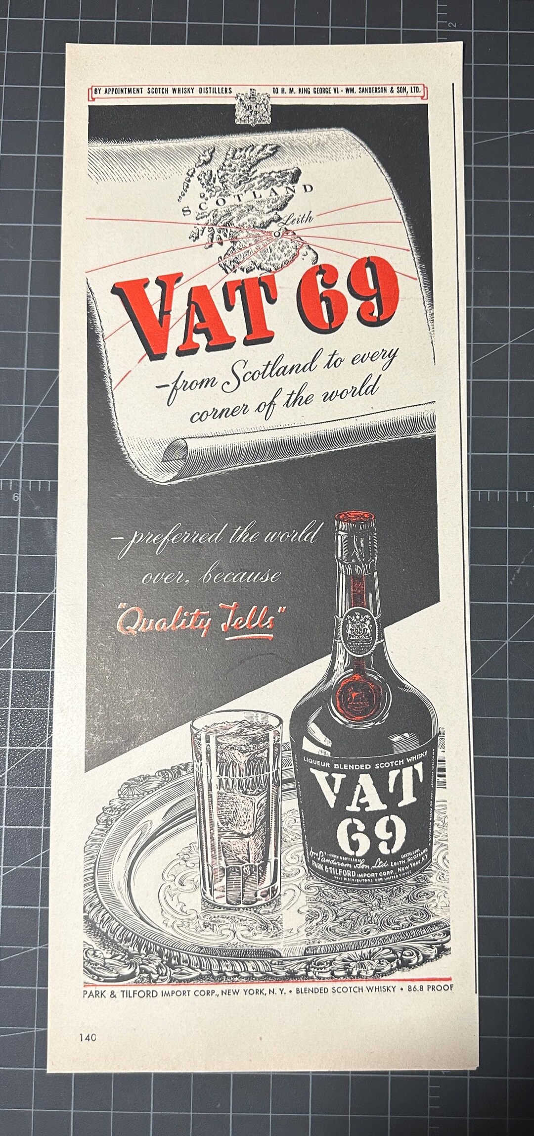 Vintage 1930s VAT 69 Whiskey Original Advertisement - Etsy