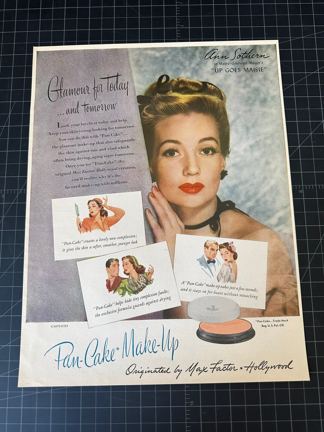Vintage 1946 Max Factor Cosmetics - Ann Southern Print Advertisement - Etsy