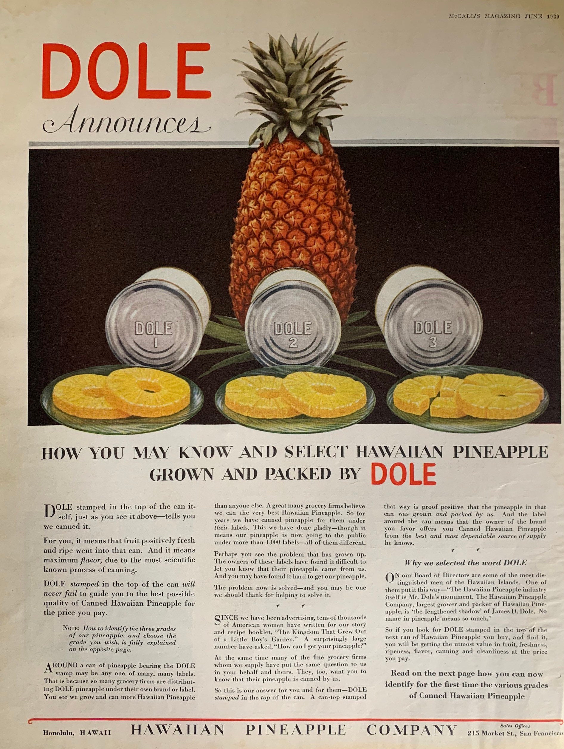 Dole Pineapple Label
