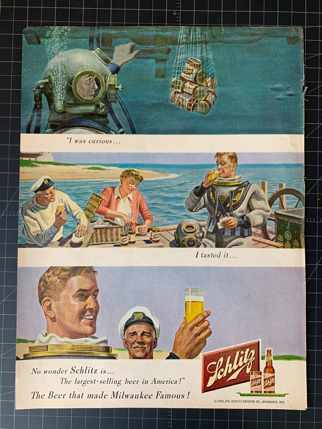 Vintage 1950 Schlitz Beer Print Advertisement - Etsy