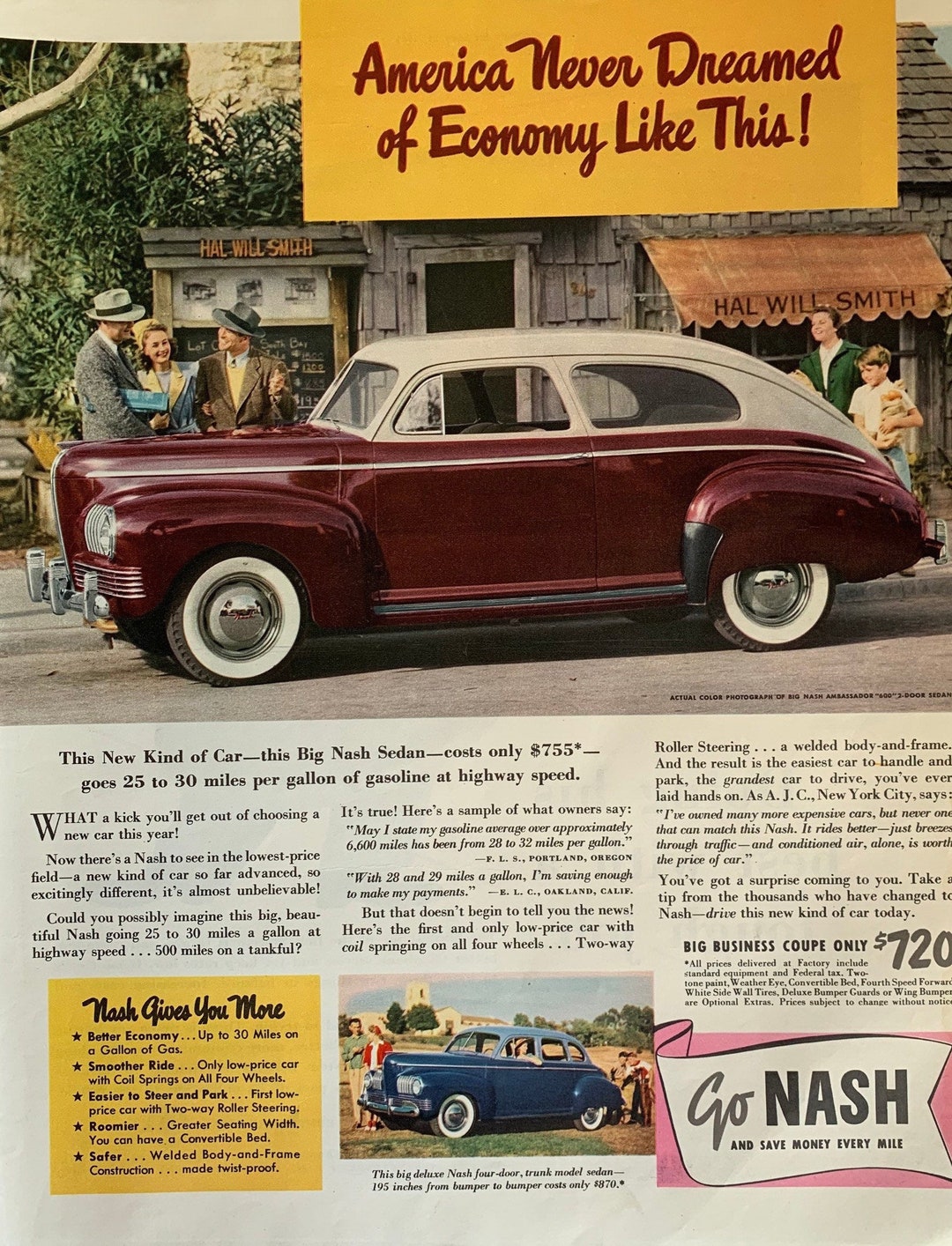 Vintage 1940s Nash Automobile Advertisement - Etsy