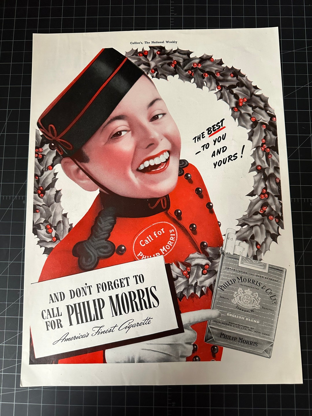 Vintage 1940s Philip Morris Christmas Print Ad - Etsy