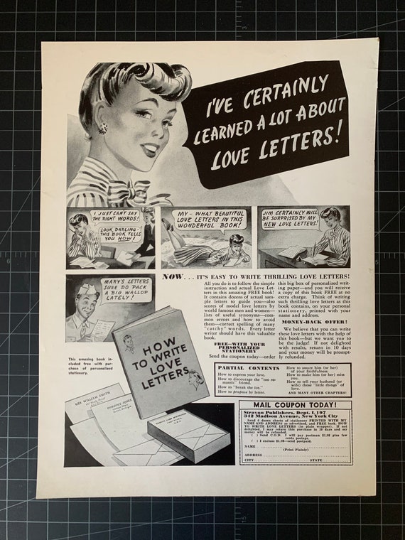 Vintage 1940s how to Write Love Letters WW2 Ephemera Print - Etsy