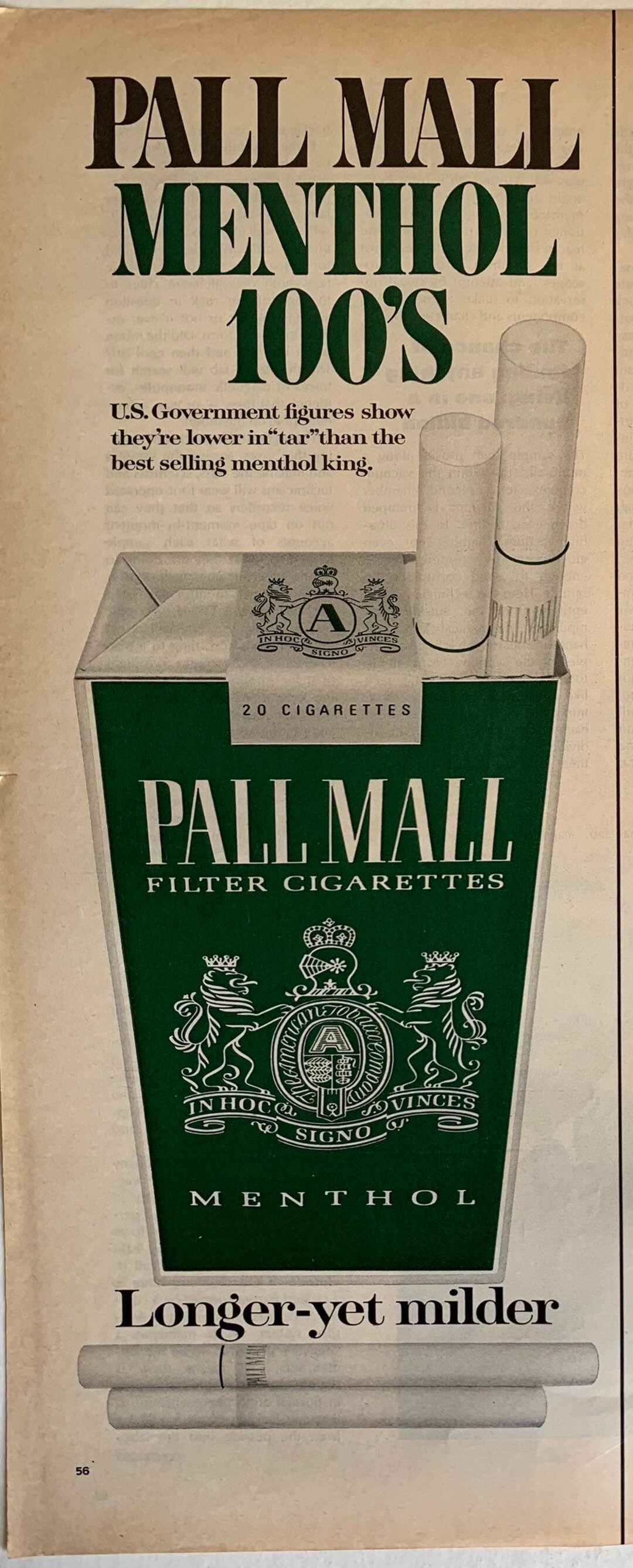 Vintage 1940s Pall Mall Menthol Cigarettes Ad - Etsy