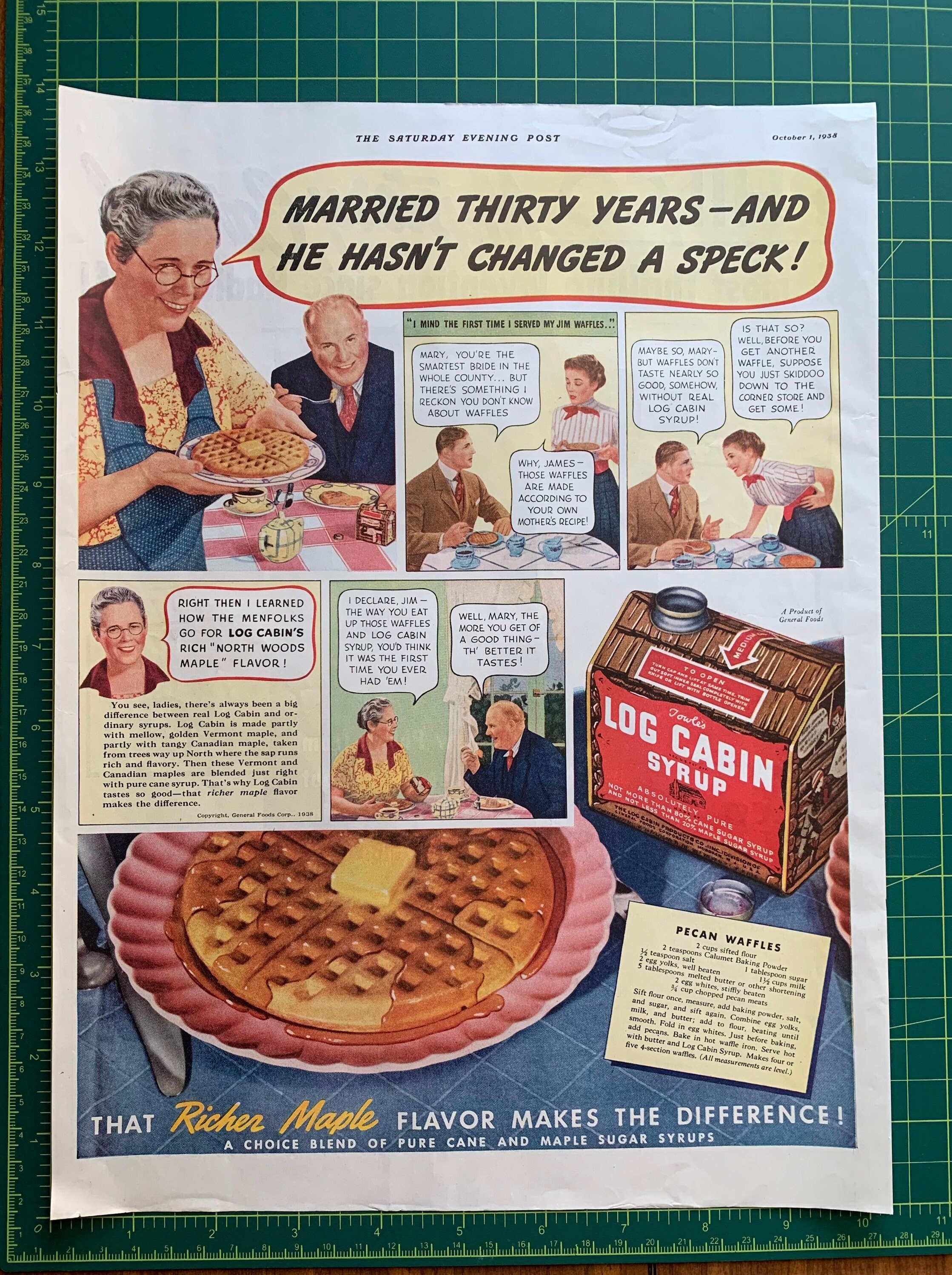 Vintage 1938 Log Cabin Syrup Original Print Ad - Etsy