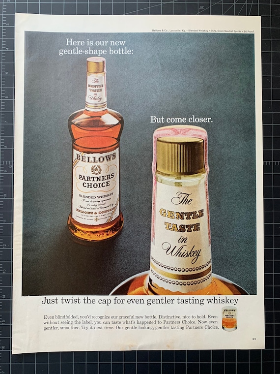 Vintage 1964 Bellows Whiskey Print Ad - Etsy