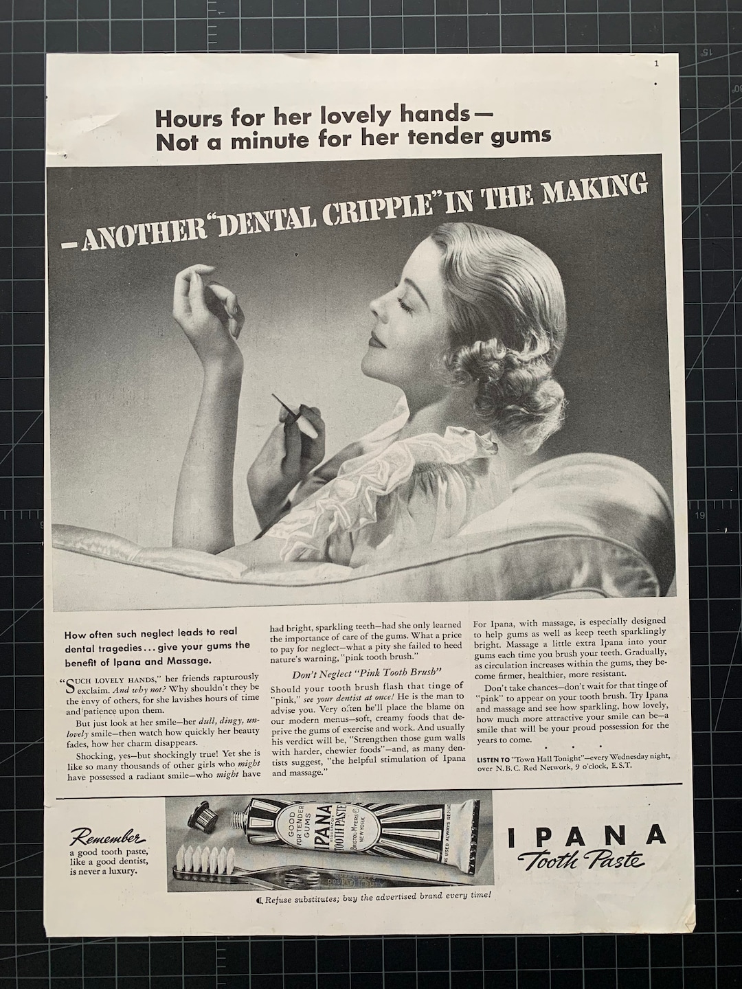 Vintage 1938 Ipana Toothpaste Print Ad - Etsy