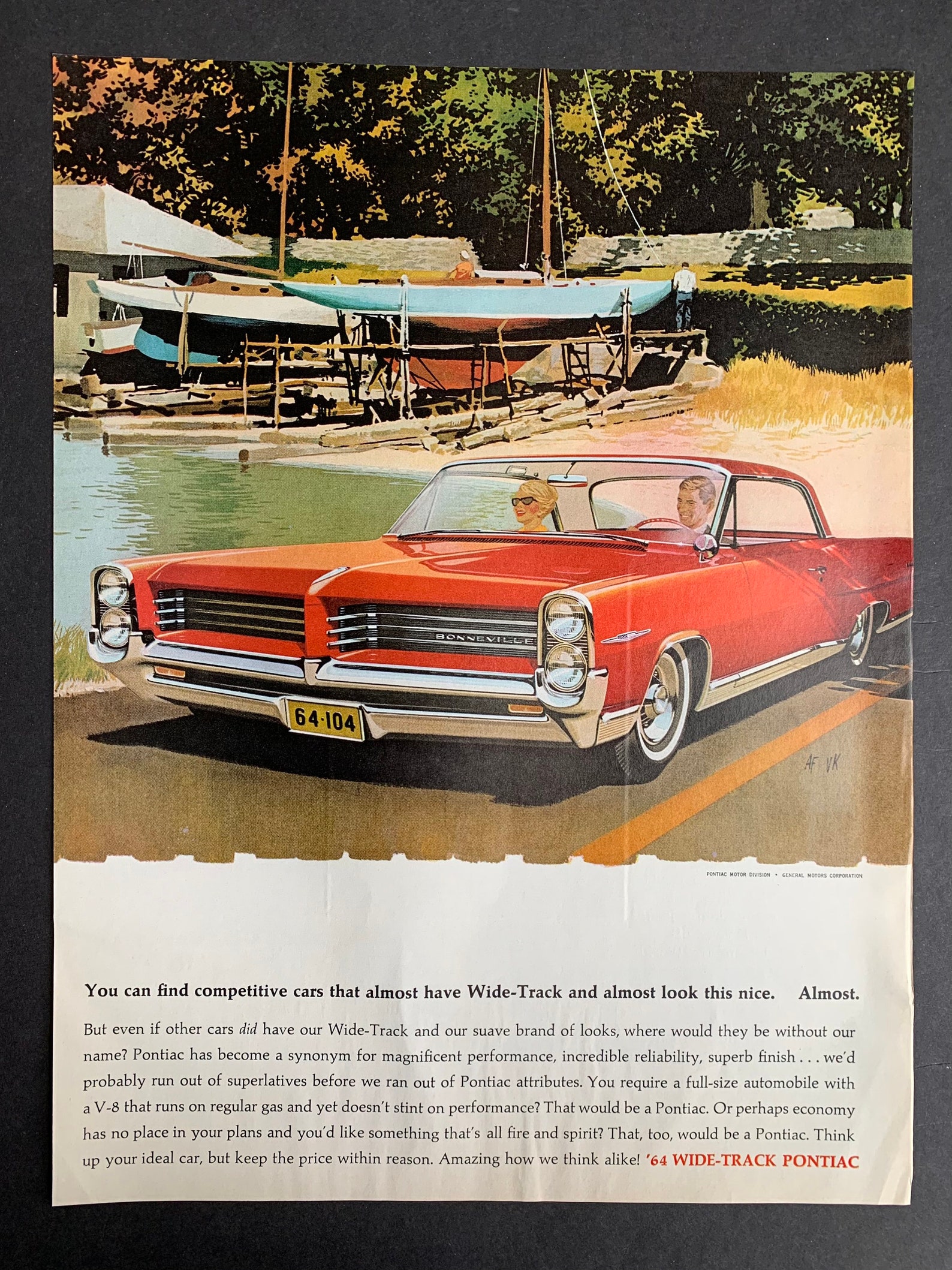 Vintage 1964 Wide-track Pontiac Bonneville Print Ad - Etsy