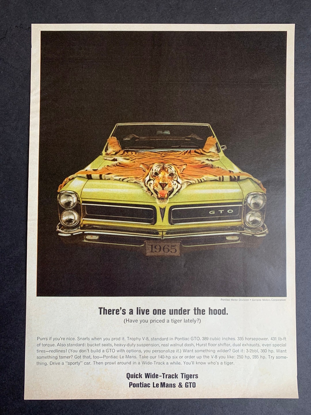 Vintage 1965 Wide-track Pontiac GTO Print Ad - Etsy