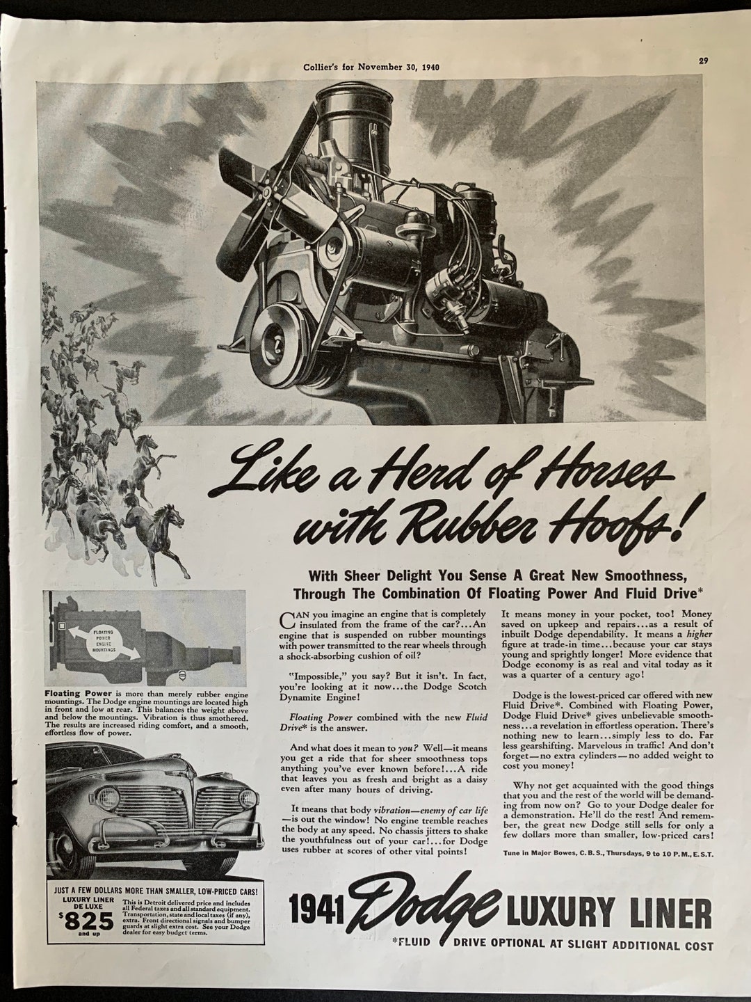 Vintage 1940 Dodge Engine Original Print Ad - Etsy