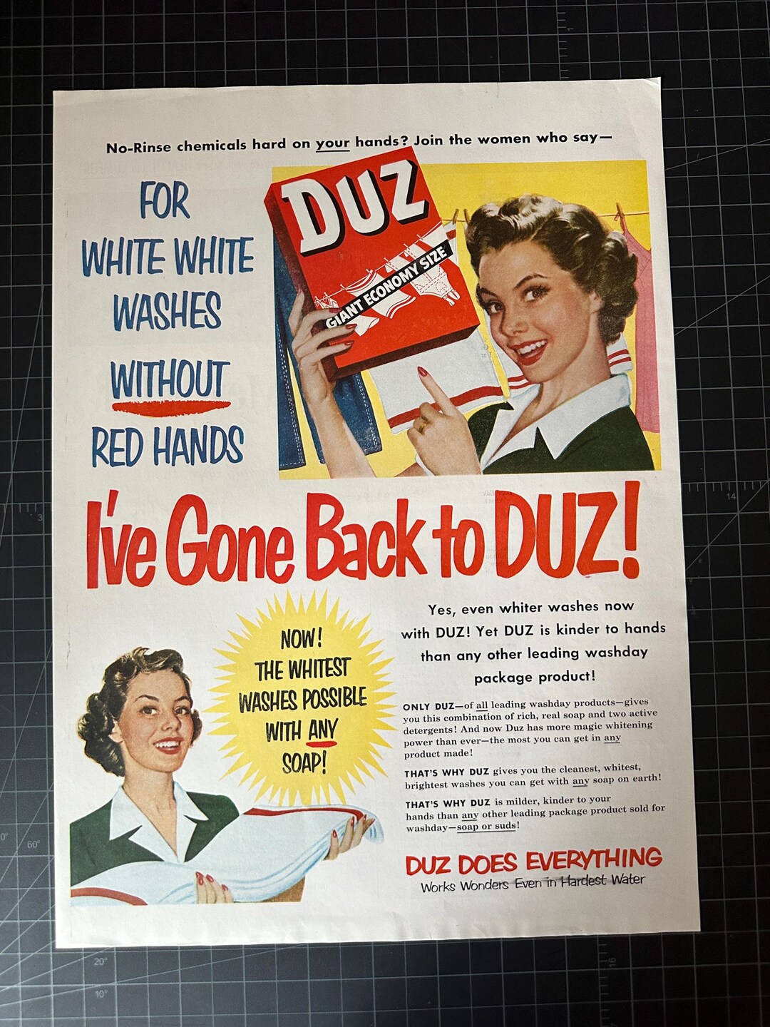 Vintage 1950s Duz Detergent Print Ad - Etsy