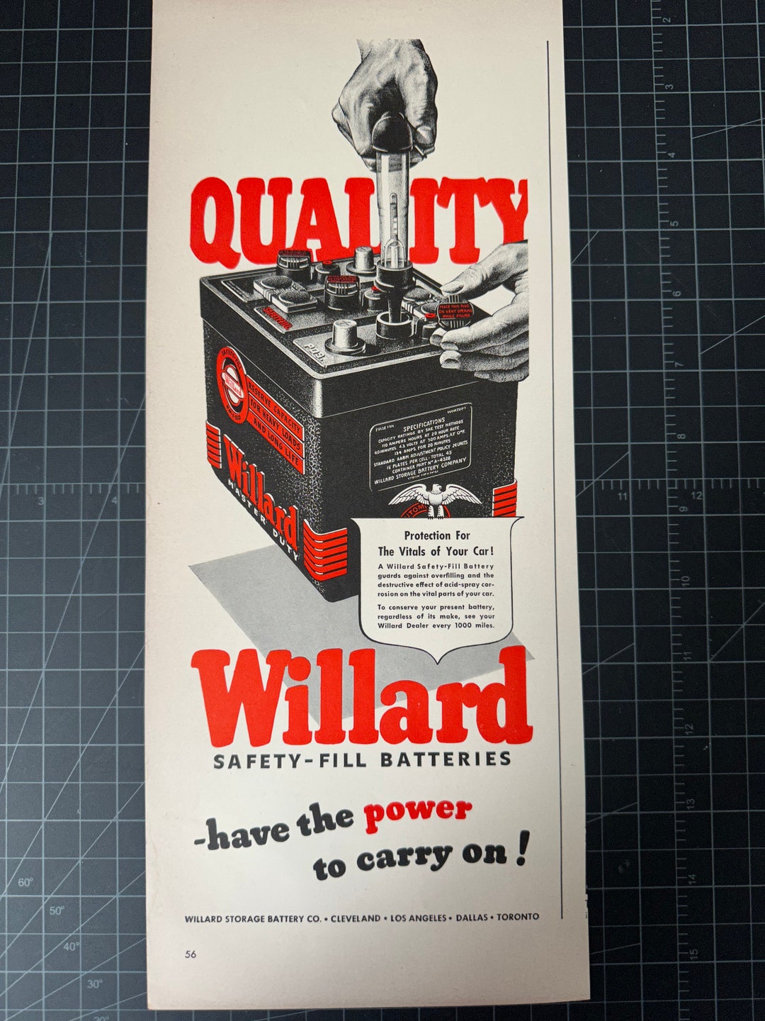 Vintage 1940s Willard Storage Batteries Print Advertisement - Etsy
