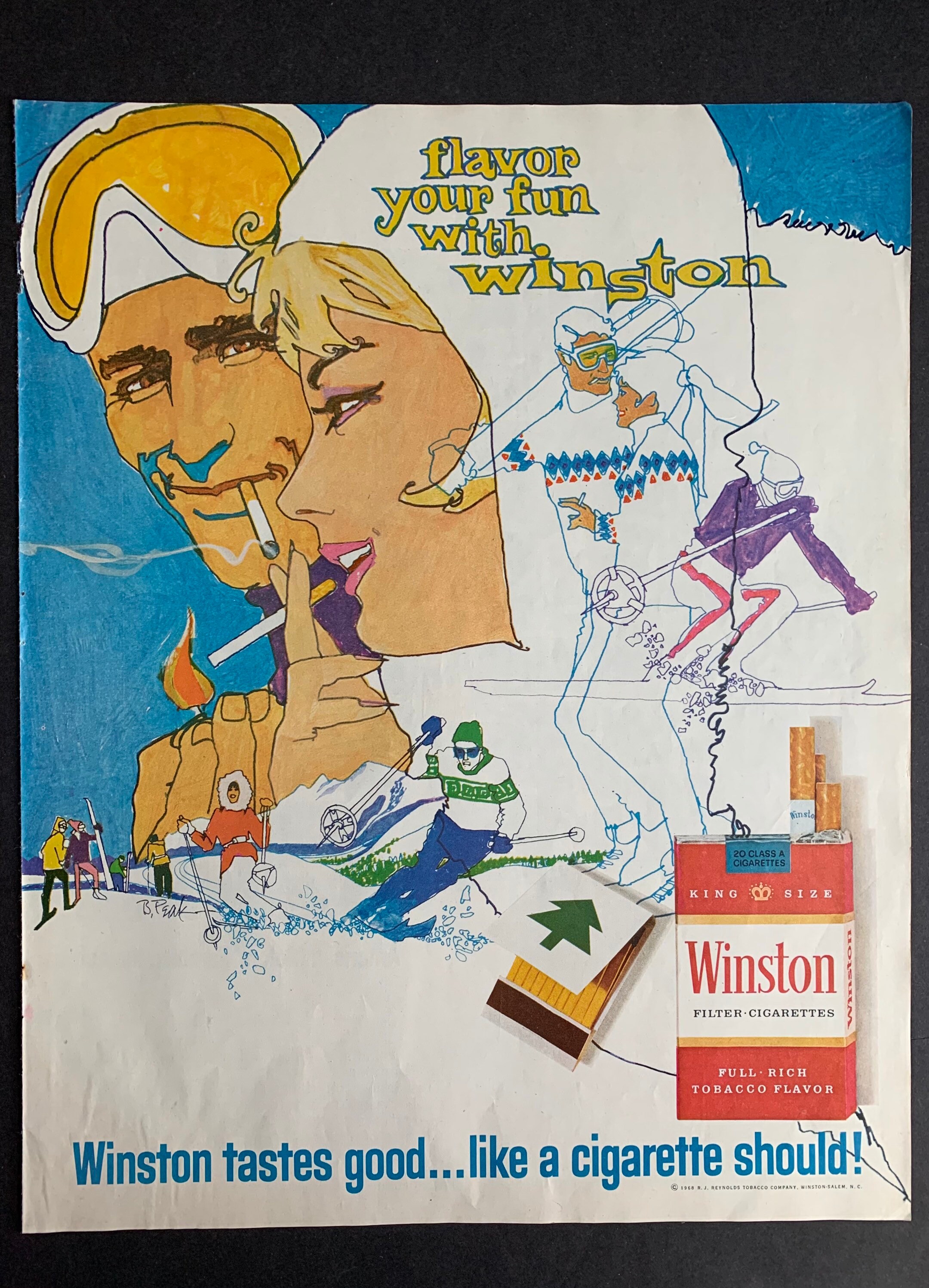 Vintage 1968 Winston Cigarettes Print Ad | Etsy